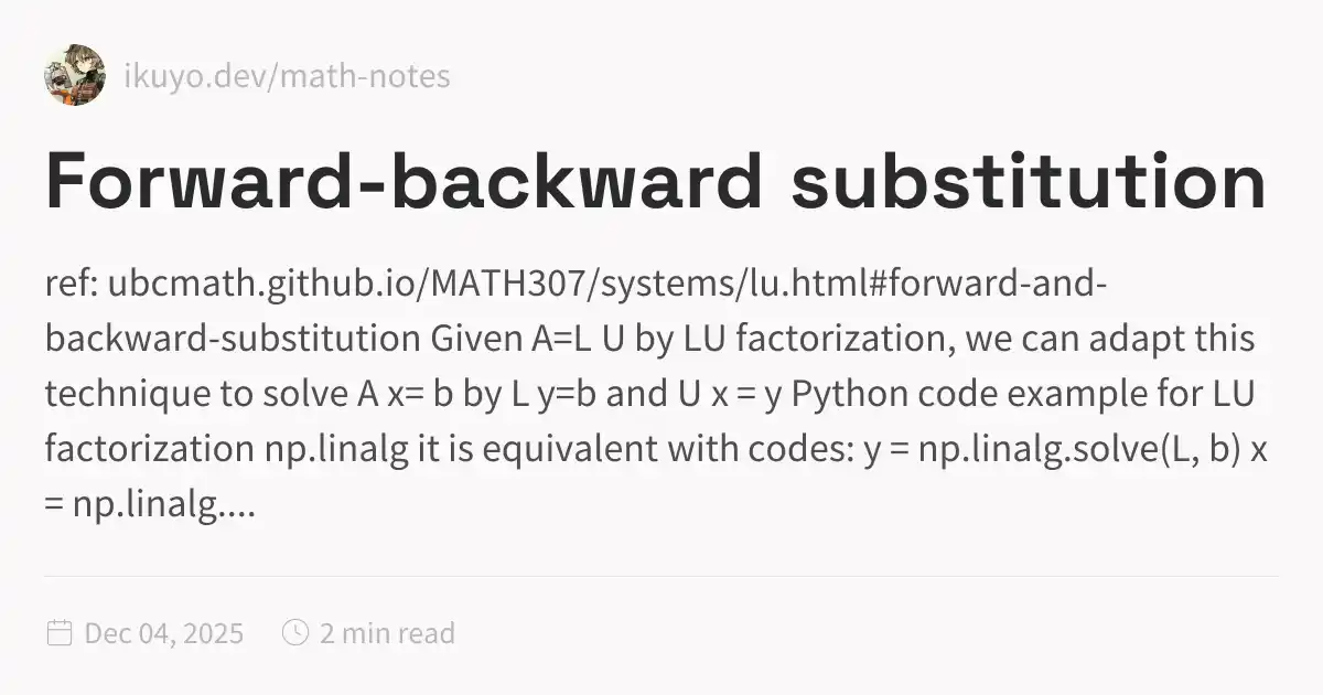 Forward-backward substitution
