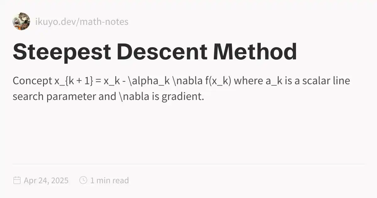 Steepest Descent Method